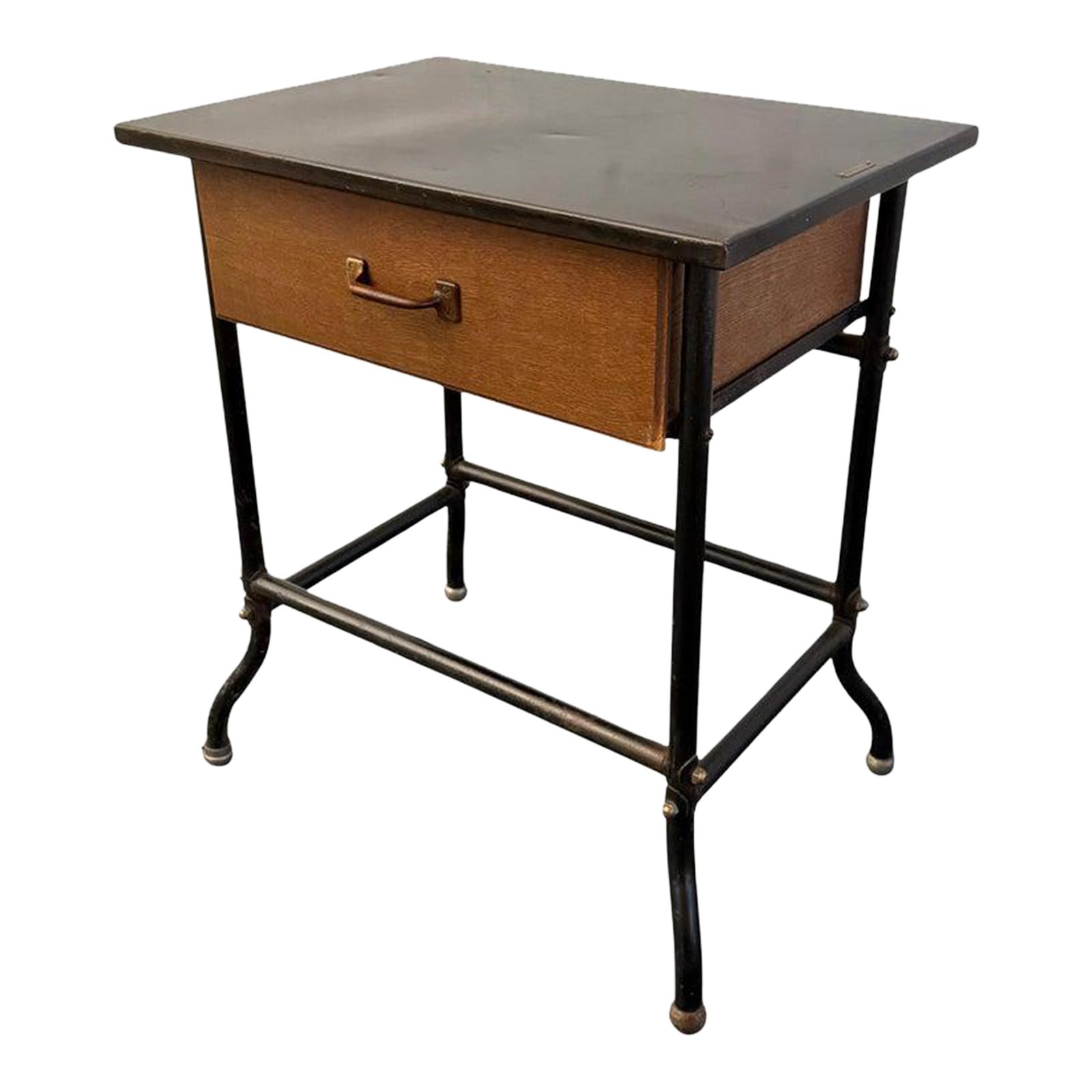 1940s Industrial Black Laminate Top Mail Room Work Table | Chairish