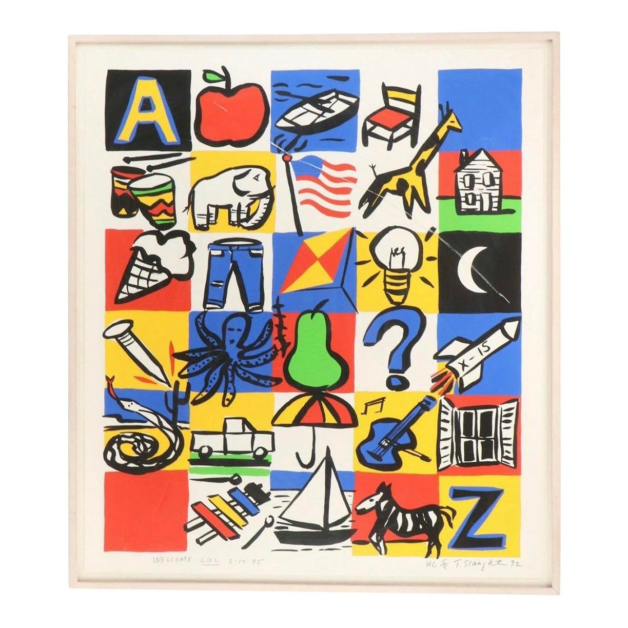 Tom Slaughter Serigraph "Alphabet” 1992, Framed | Chairish