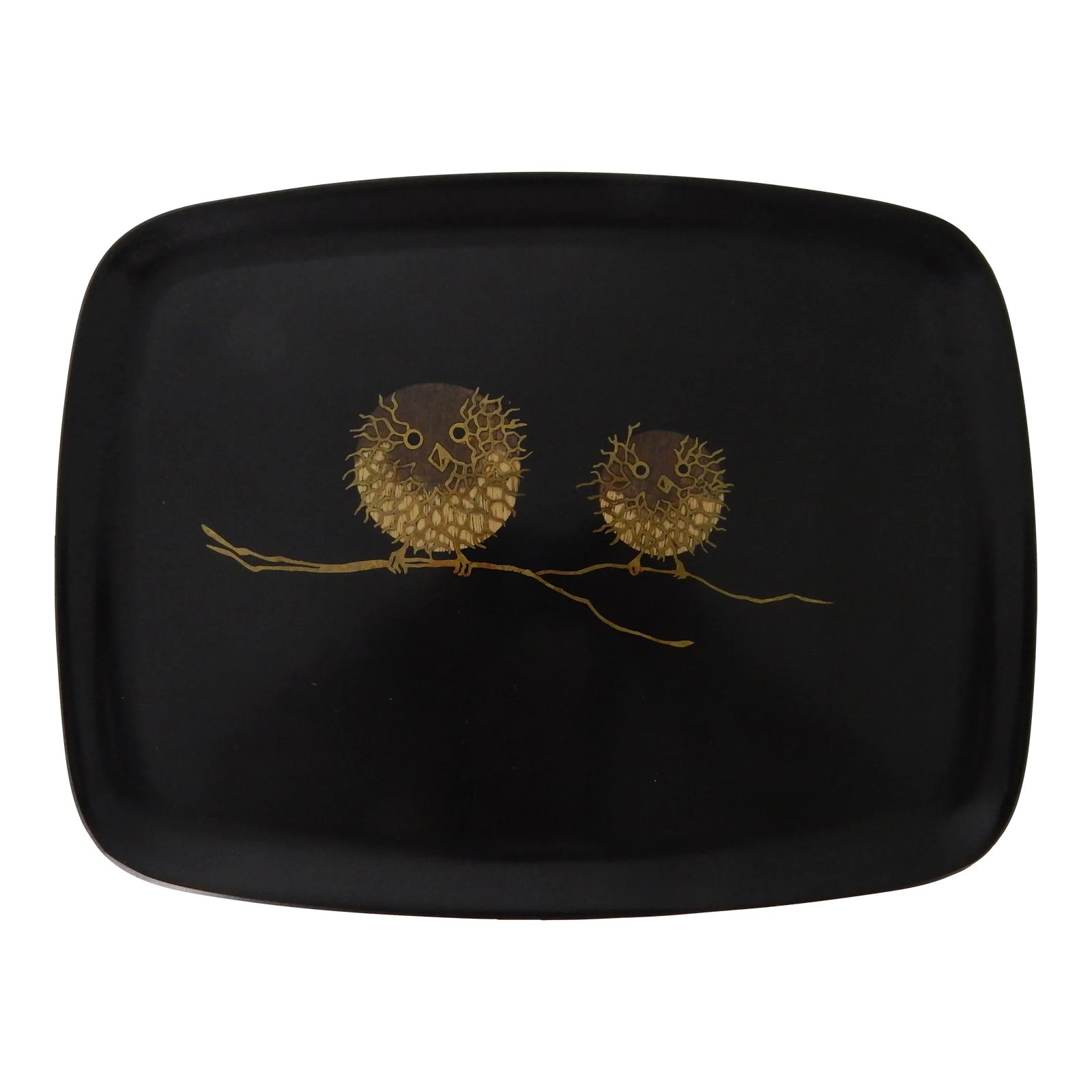 Mid-Century Owl Tray by Couroc of Montery | Chairish