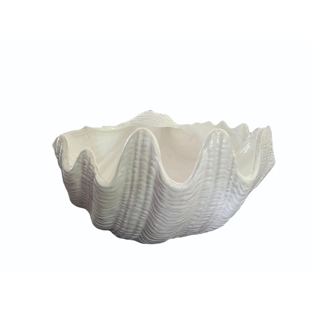 Large White Porcelain Coastal Sea Shell (Giant Clam Shell Bowl/Vide ...