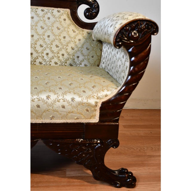 1900 Antique Empire Carved Mahogany Spring-Seat Chair / New Upholstery ...