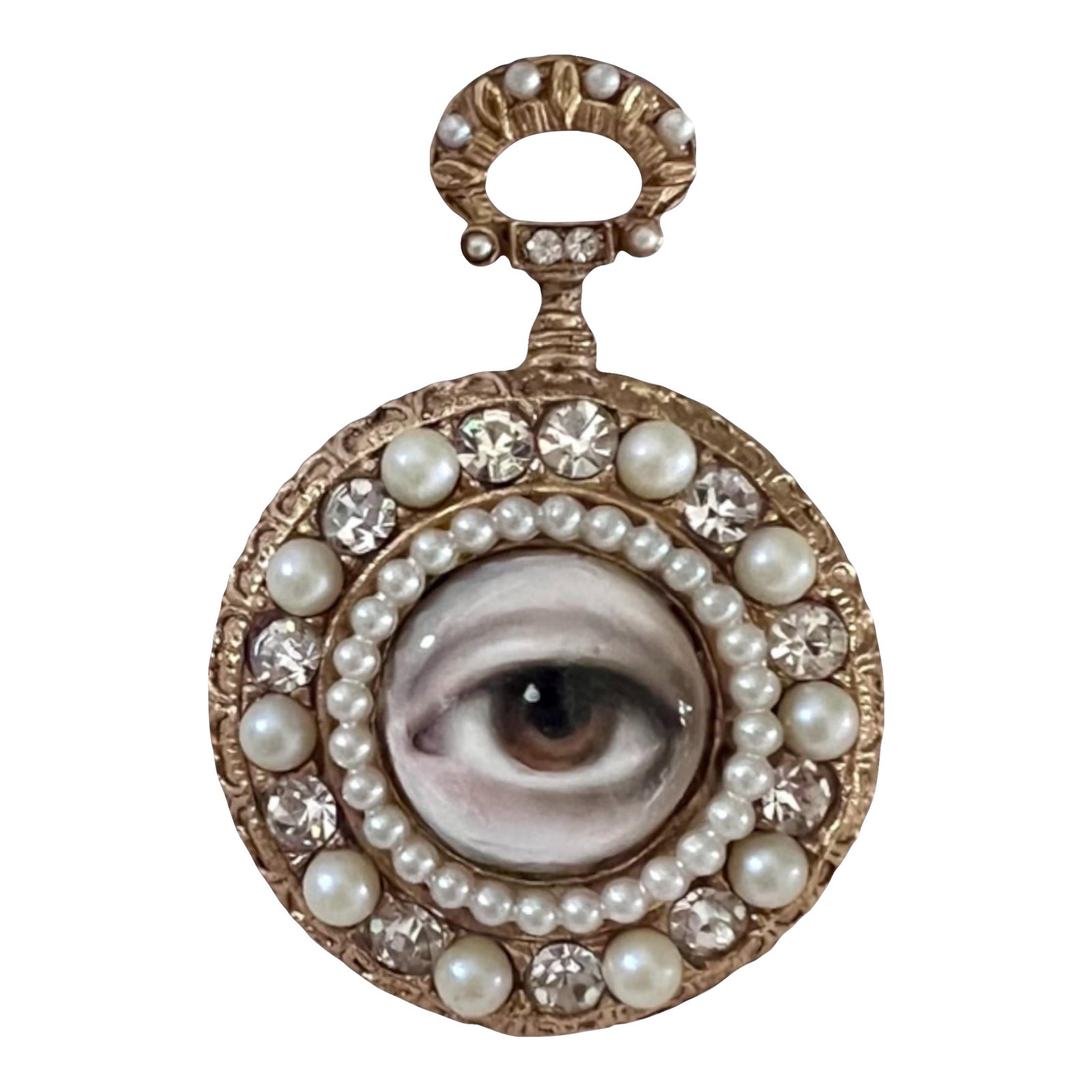 "Penelope" - Lover's Eye French Limoges Pocket Watch Convertible Brooch/Pendant by Susannah ...