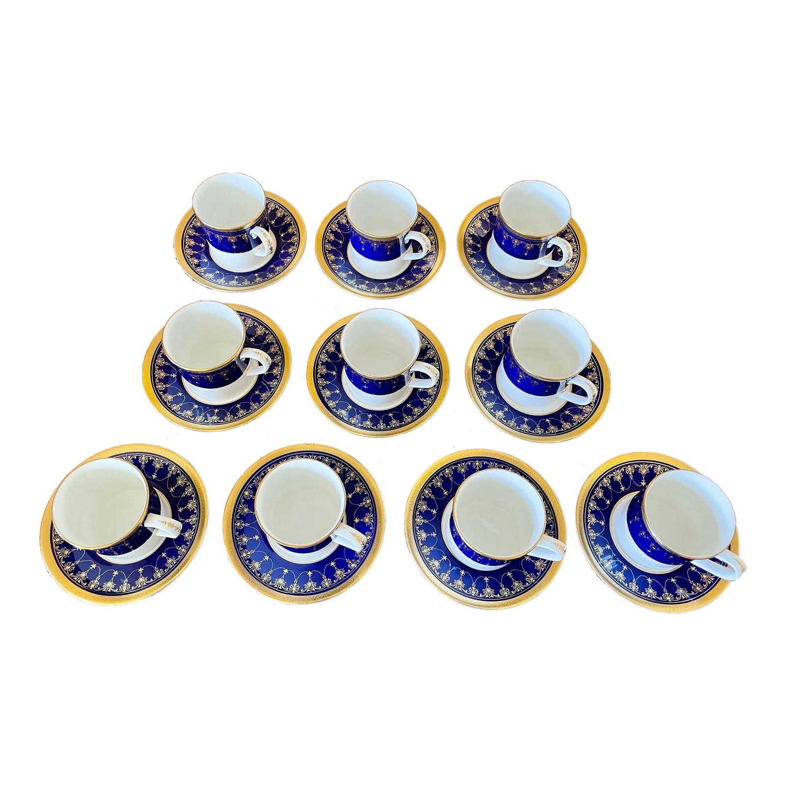1980s Royal Worcester Imperial Bone China 22 Karat Gold Cobalt Blue ...