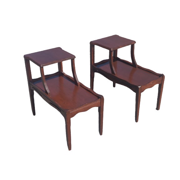 Mid 20th Century Vintage Mid Century Modern Step Tables - Pair | Chairish