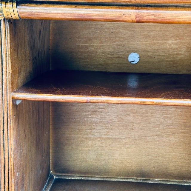 American Rattan Tahiti Media Console or Credenza With Leather Wrapped ...