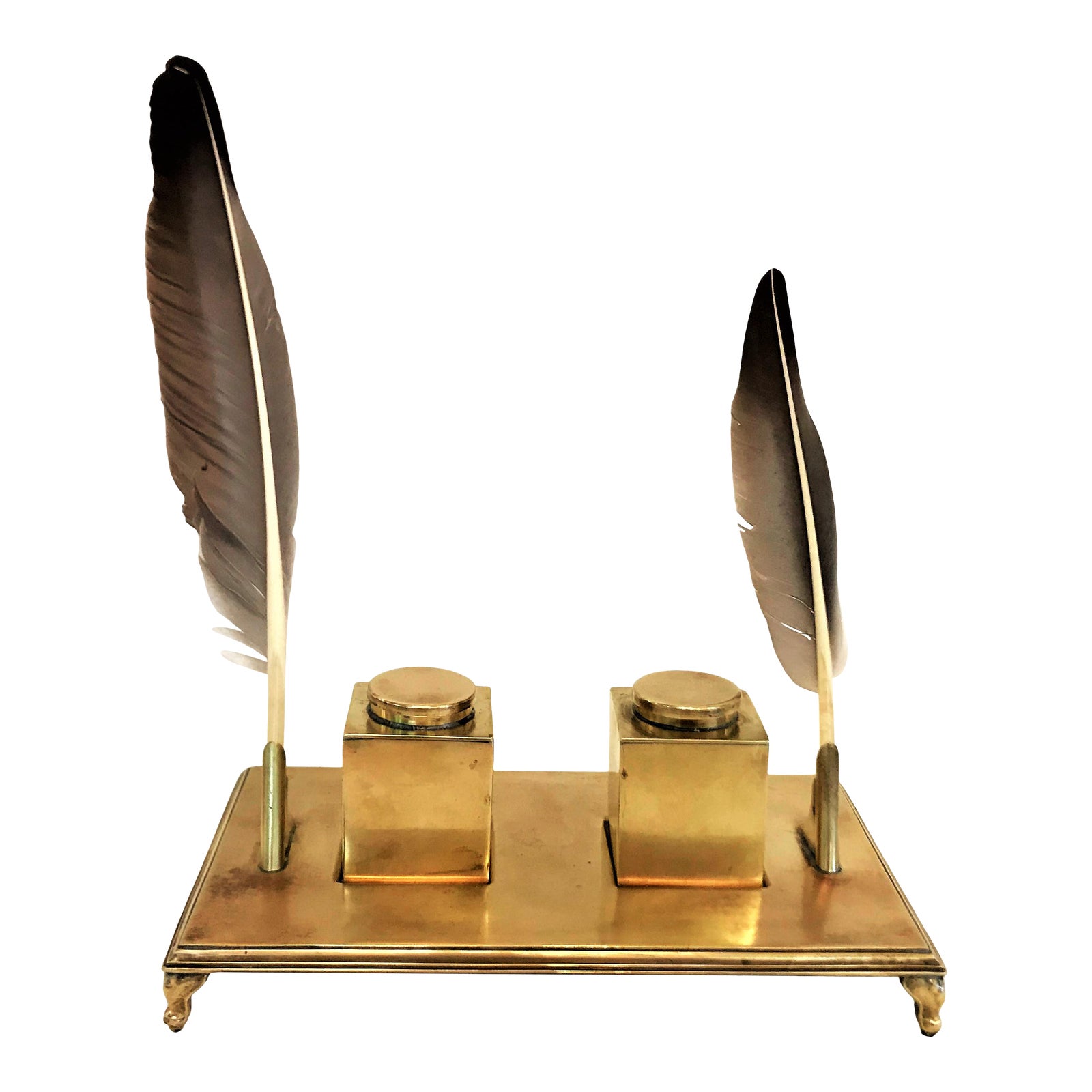 Sarreid Ltd. Brass Inkwell Set, Made in Italy Circa 1960's | Chairish