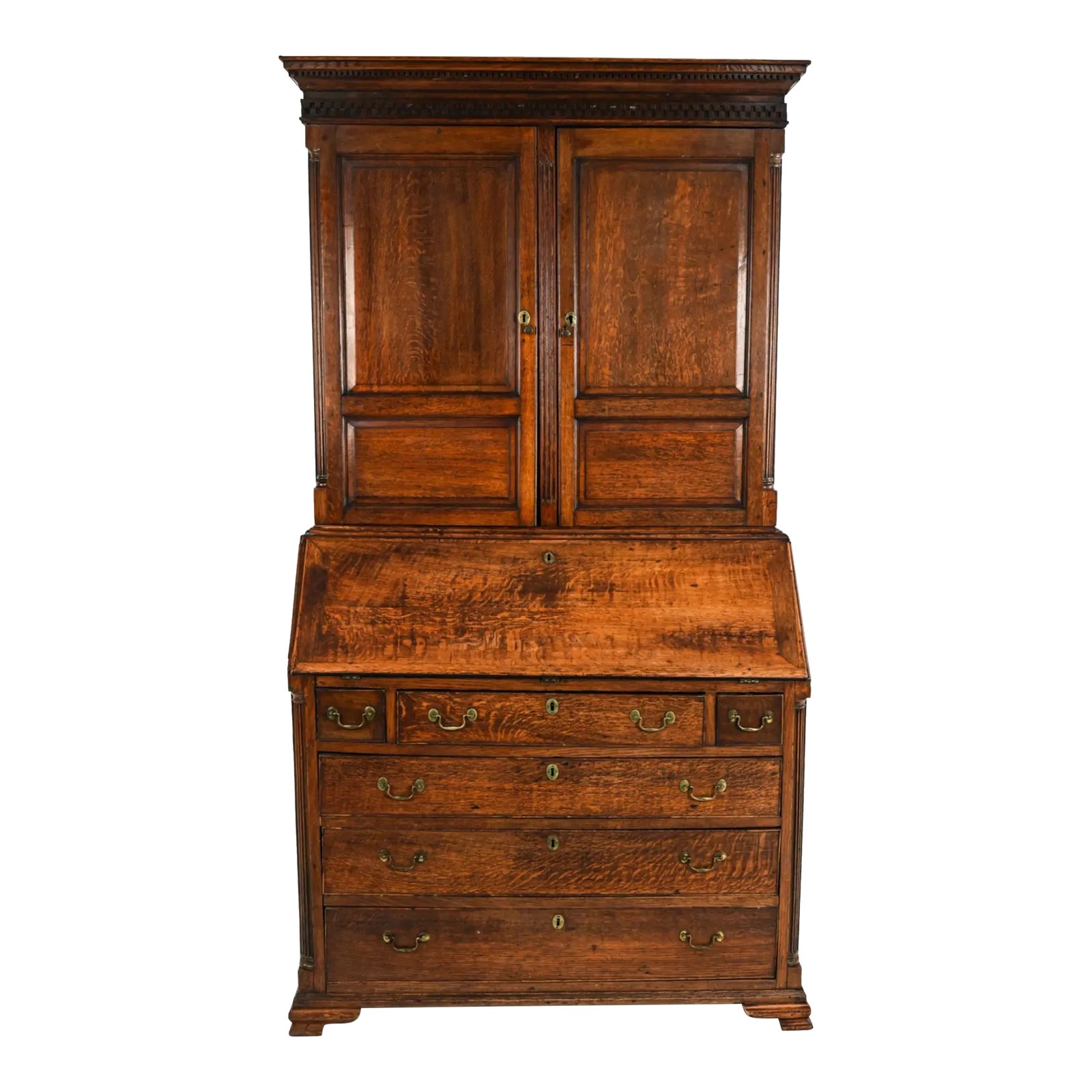 Antique 19th C. Tall Oak Secretary Bookcase | Chairish