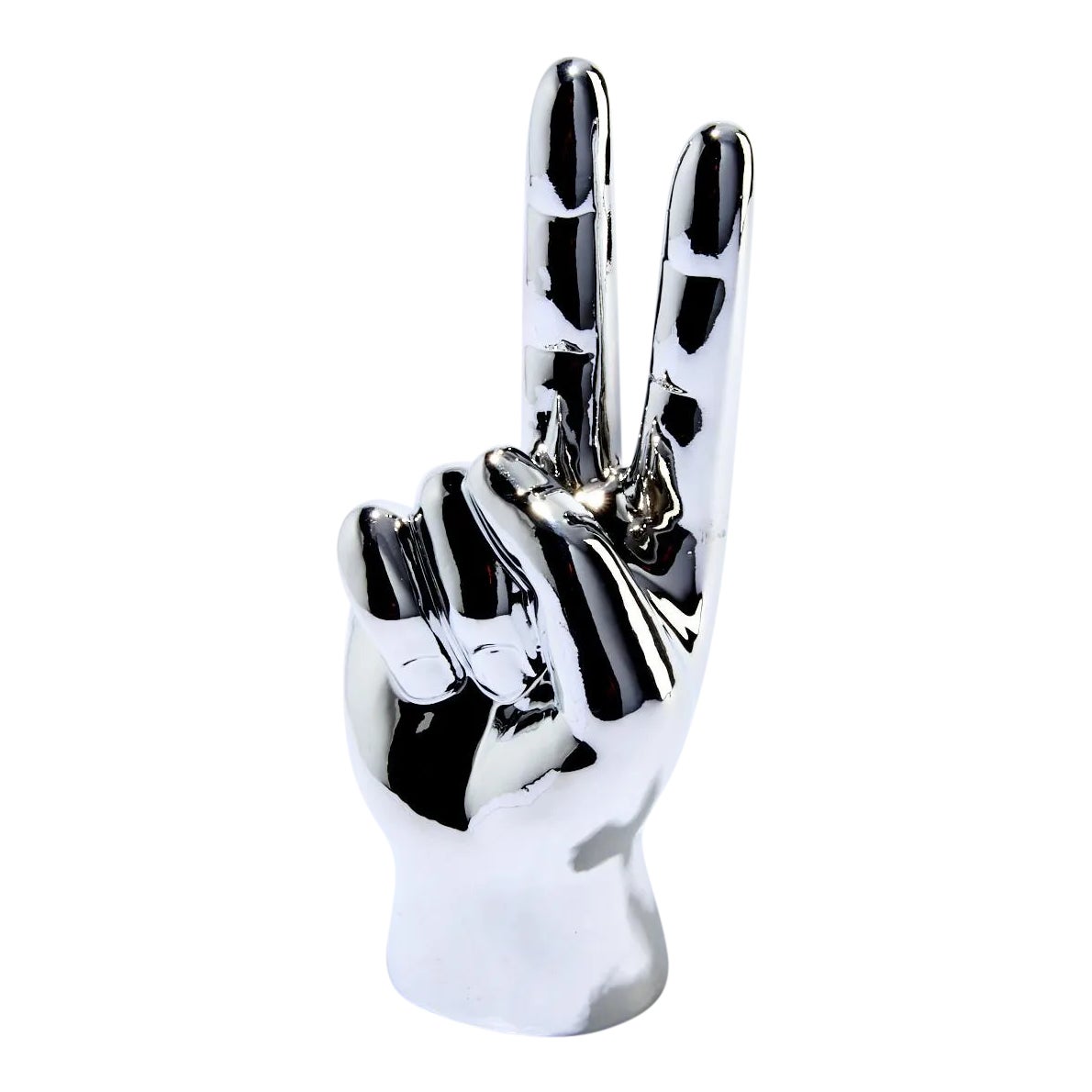 Interior Illusions Plus Silver Peace Sign Table Top - 8" tall | Chairish