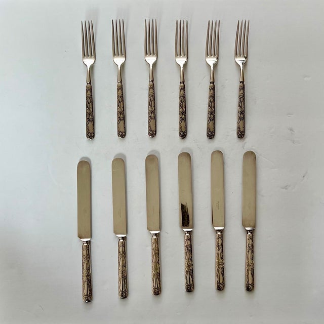 Antique 1835 R. Wallace Silverplate Floral Motif Silverware Set- 12 ...