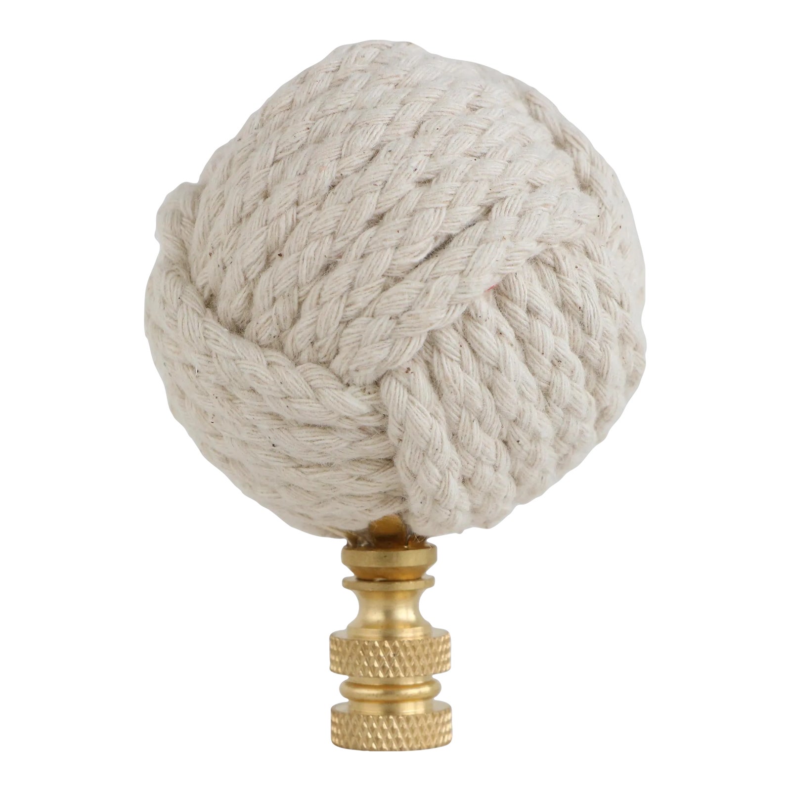 Nautical Knot Lamp Finial in Cream White on Brass Hardware | Chairish