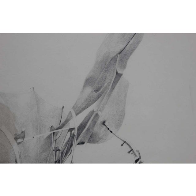 1978 Realist Pencil Drawing of a Man Using an Vintage Flying ...