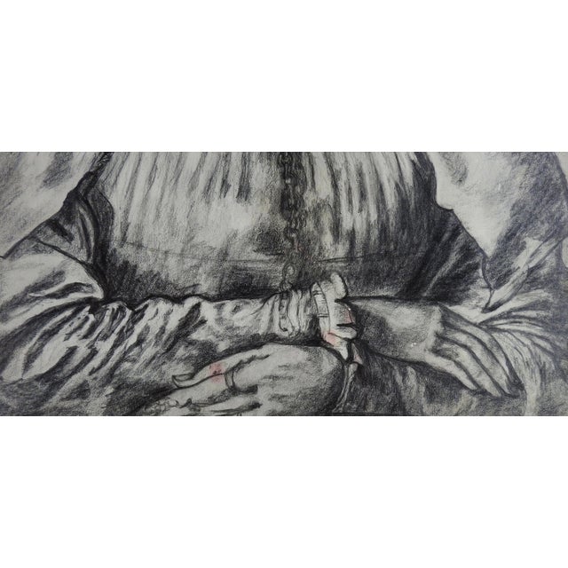 Vintage Pencil Study Old Master Portrait Drawing | Chairish