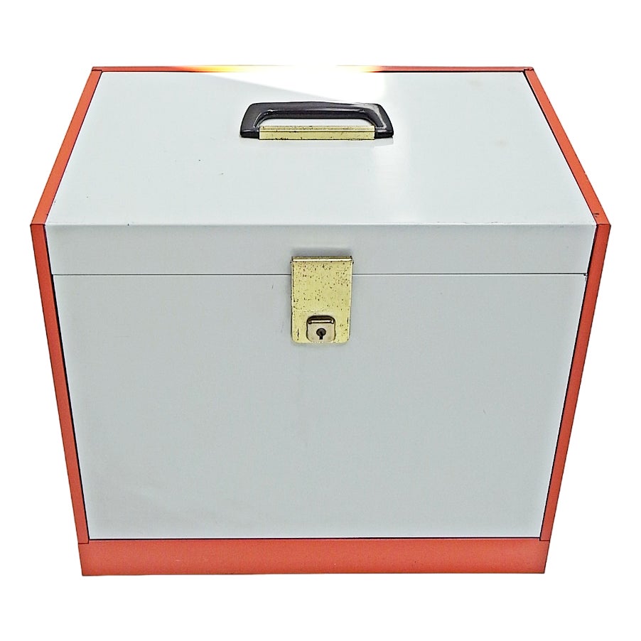 Orange Document Box in Coloured Metal Sheet | Chairish