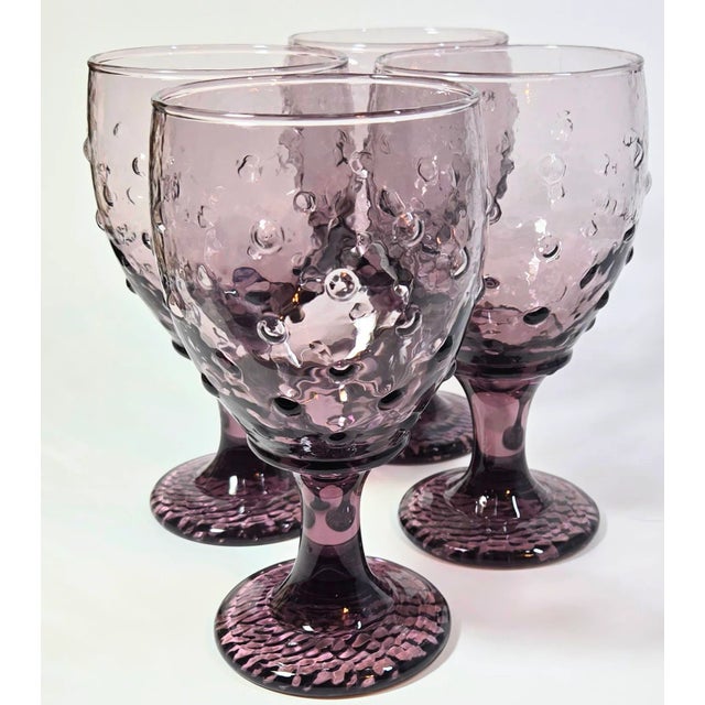 Vintage Amythest Hobnail Goblets- Set of 4 | Chairish