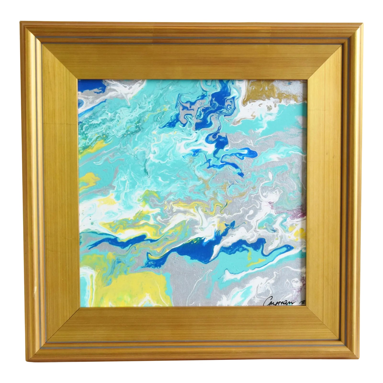 Original Contemporary Modern Abstract Marbleized Art Painting W ...