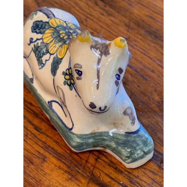 Late 18th Century Delft Cow Figurine | Chairish