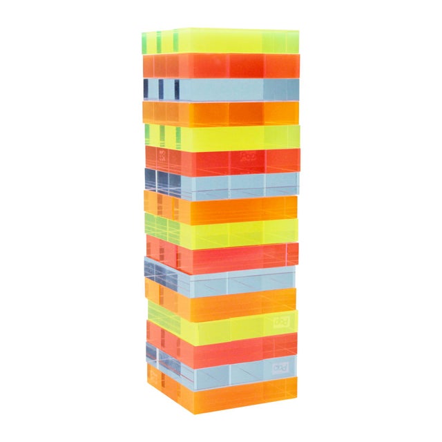 Neon Acryllic Multi Color Jenga Tumble Game | Chairish