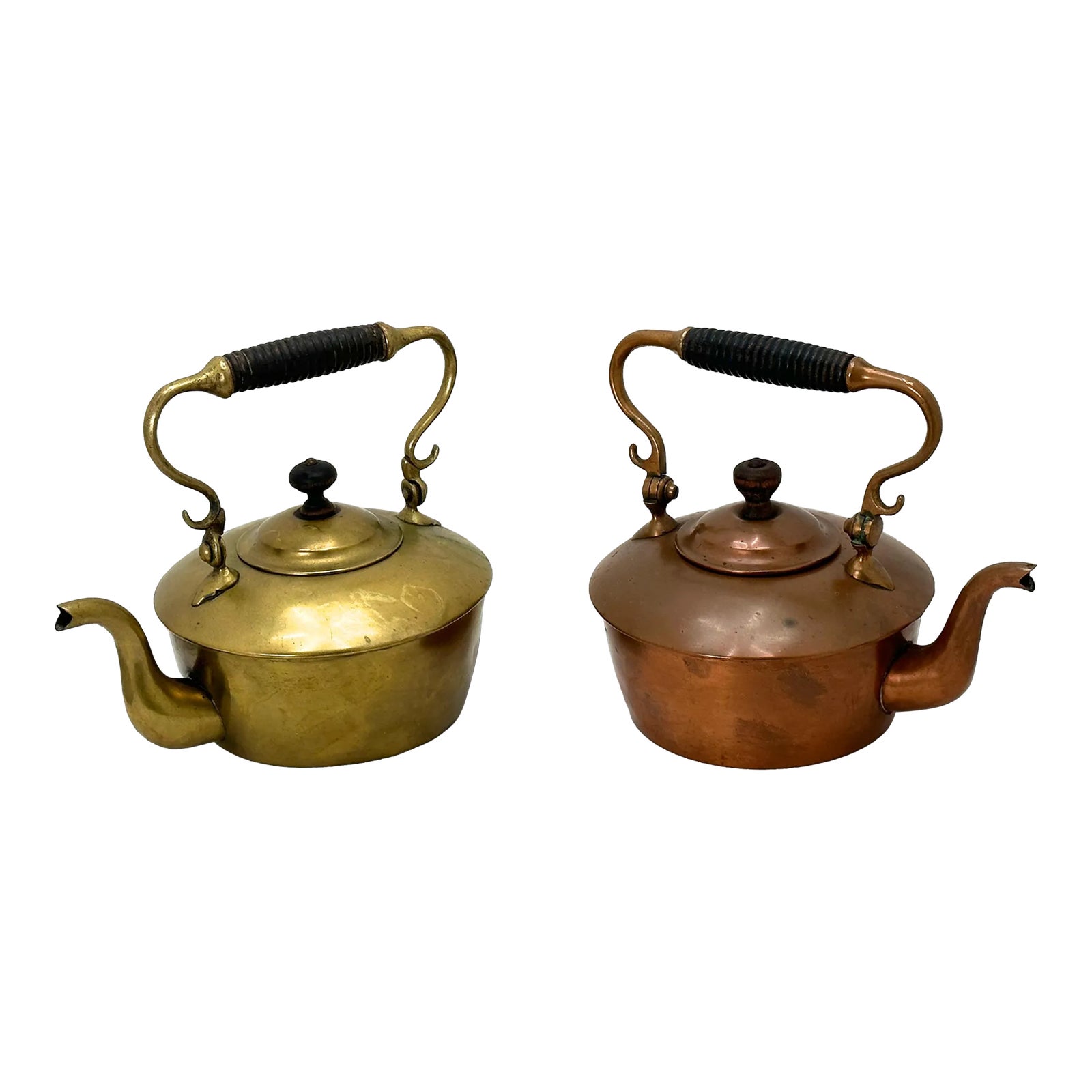 Unusual Original Pair of Antique Tea for 2 Small Size Tea Kettels in ...