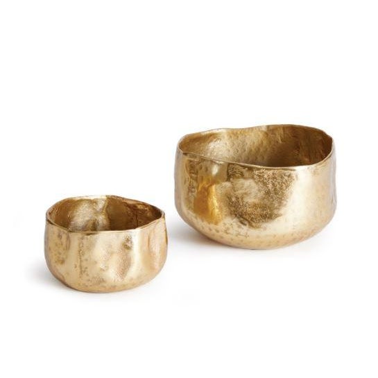 Amelia Gold Aluminum Cachepots, Set Of 2 | Chairish