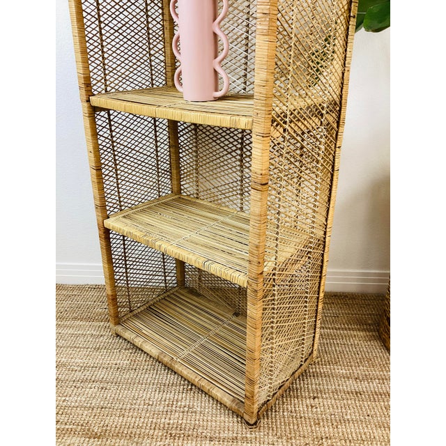 Vintage 1970s Rattan Wicker Boho Shelf | Chairish