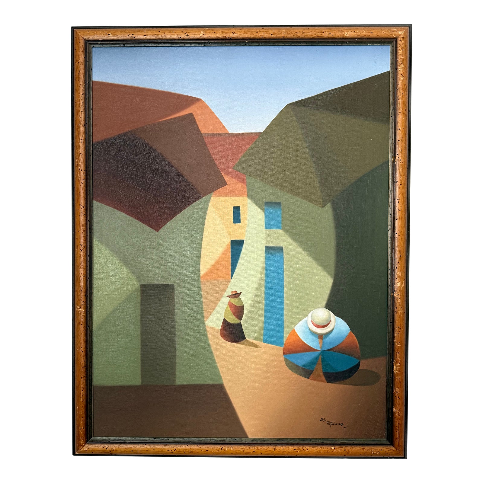 Late 20th Century Cubist Oil Painting by Peruvian Artist Julio ...