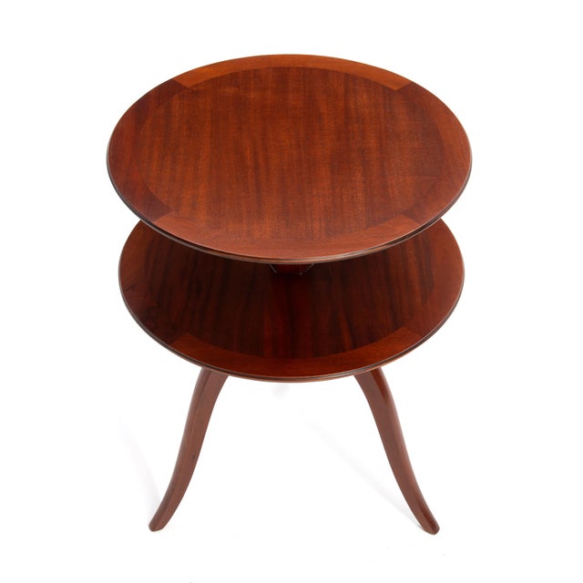 Edward Wormley Dunbar Two Tiered Round Mahogany Side Table | Chairish