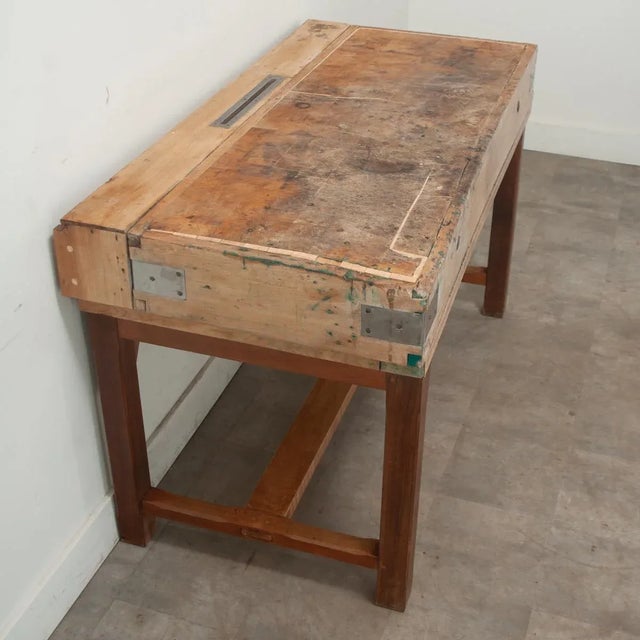 French Oak and Pine Butcher Block Table | Chairish