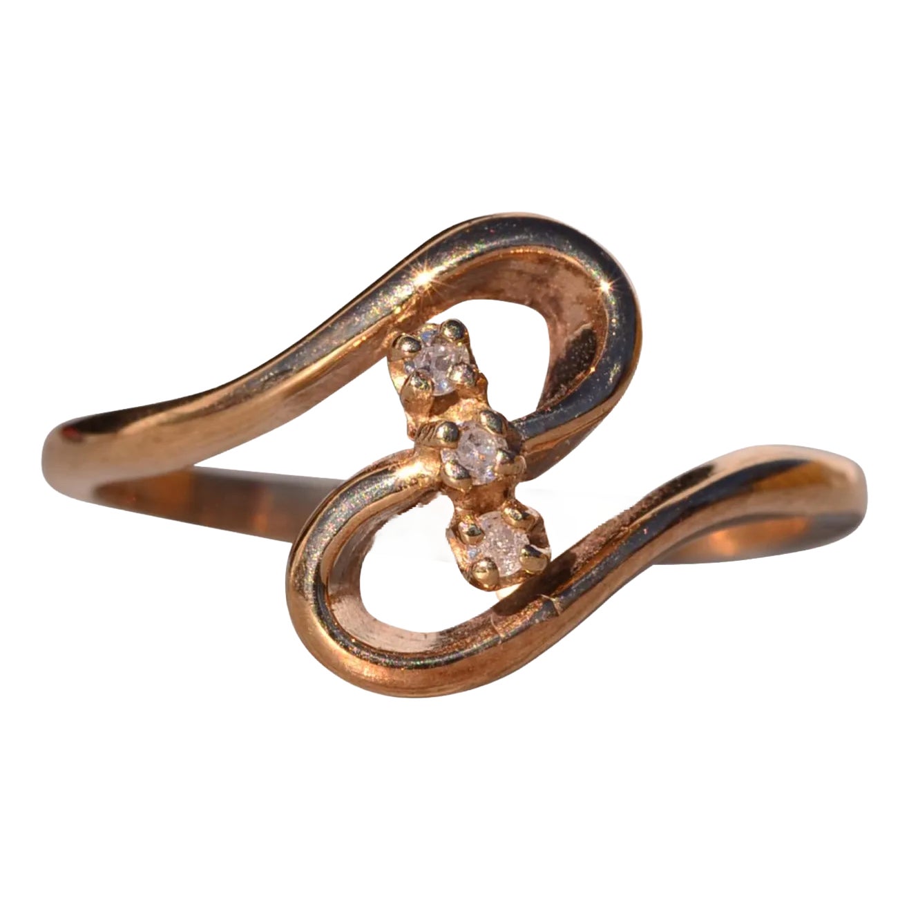 The Rhyme Dust: Triple Diamond and Gold Swirl Ring in Yellow Gold ...
