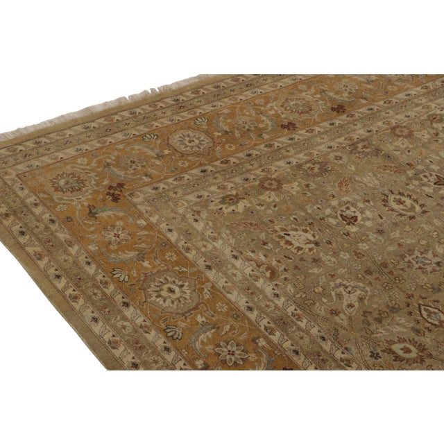 Rug & Kilim’s Antique Persian Style Square Rug in Beige-Brown Floral ...