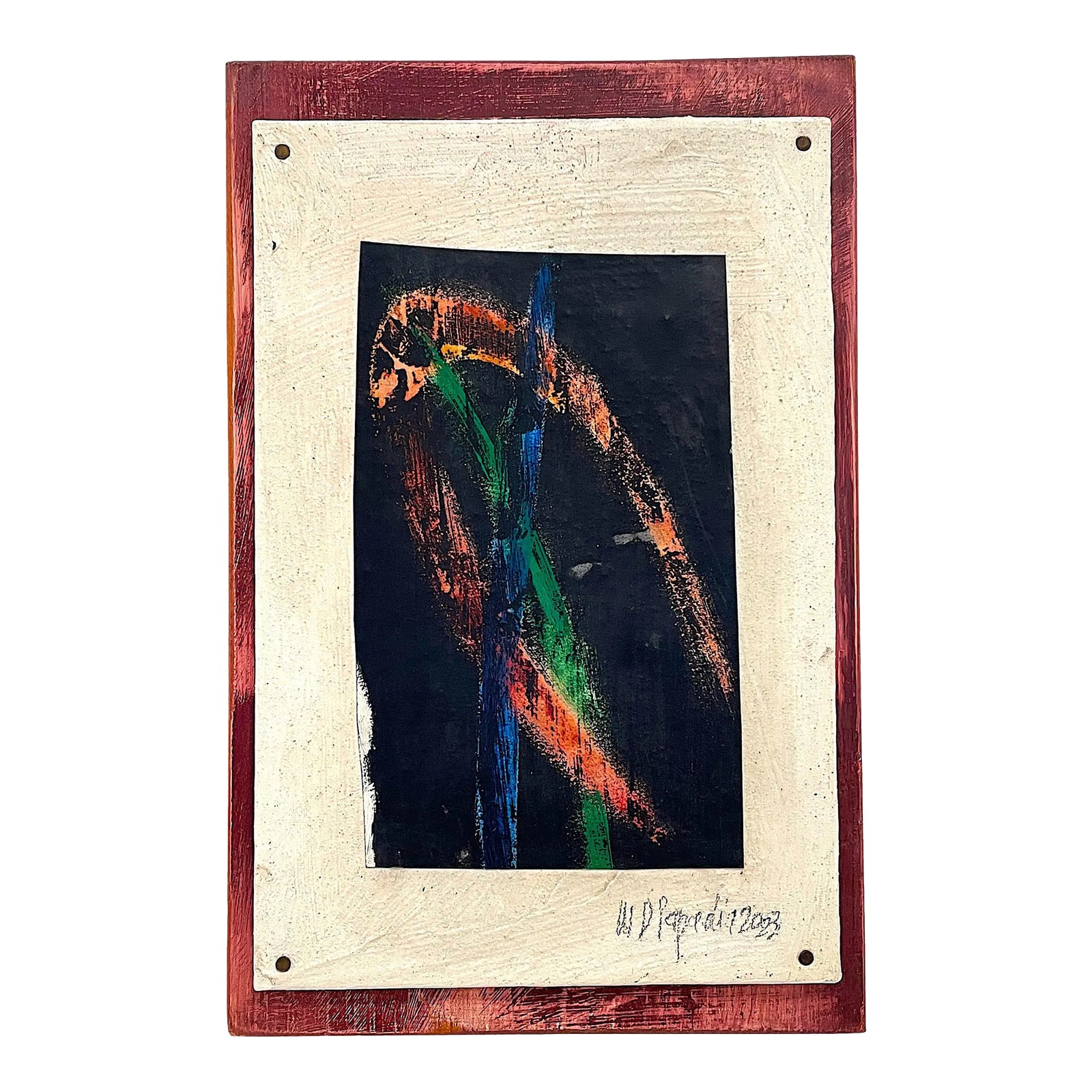 Collage 1 Maria Donata Papadia Monotype on Painted Wood Board | Chairish