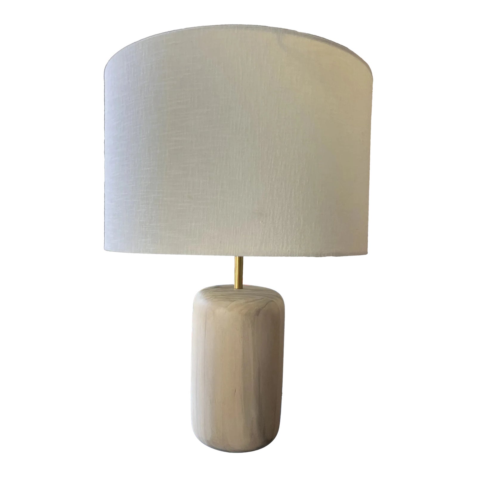 White Washed Wood Table Lamp With Linen Shade by Gabriela Valenzuela ...