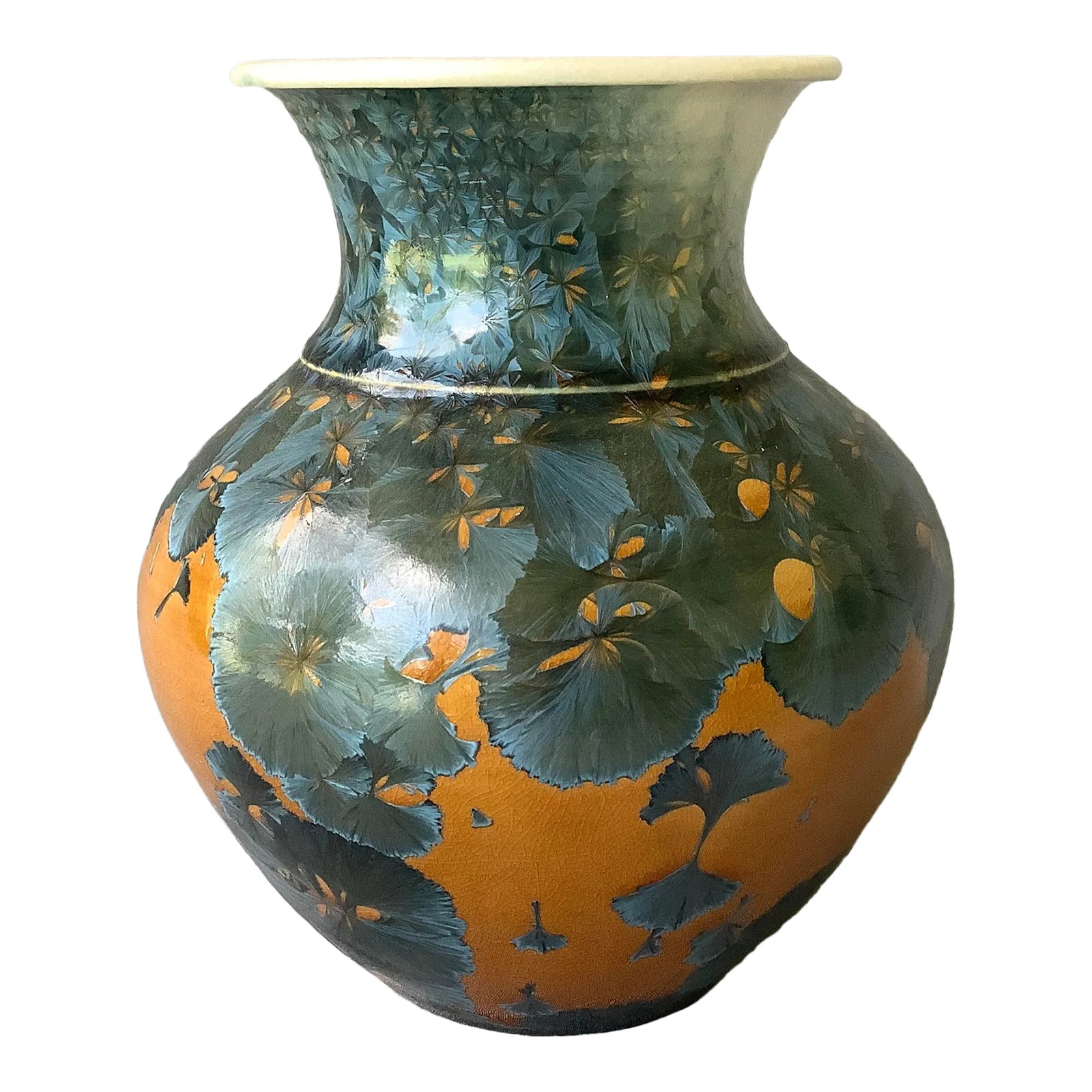 1990s Signed and Dated Phil Morgan Crystalline Glazed Large Ceramic ...
