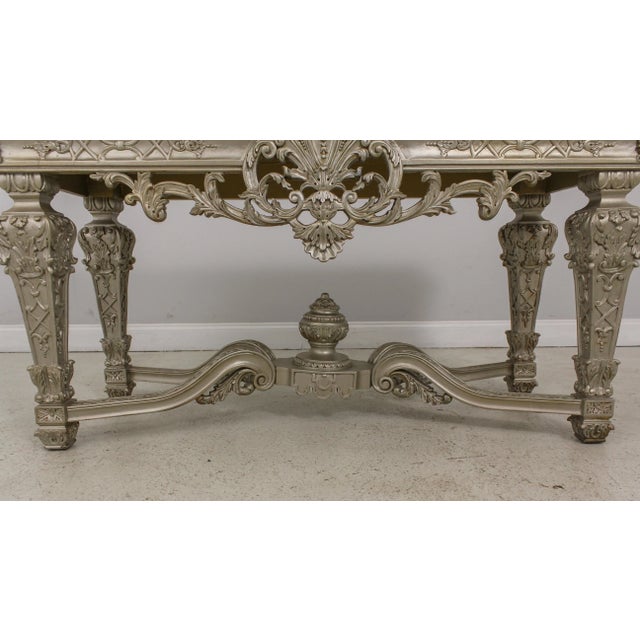 Continental Design Silver Decorated Marble Top Console | Chairish