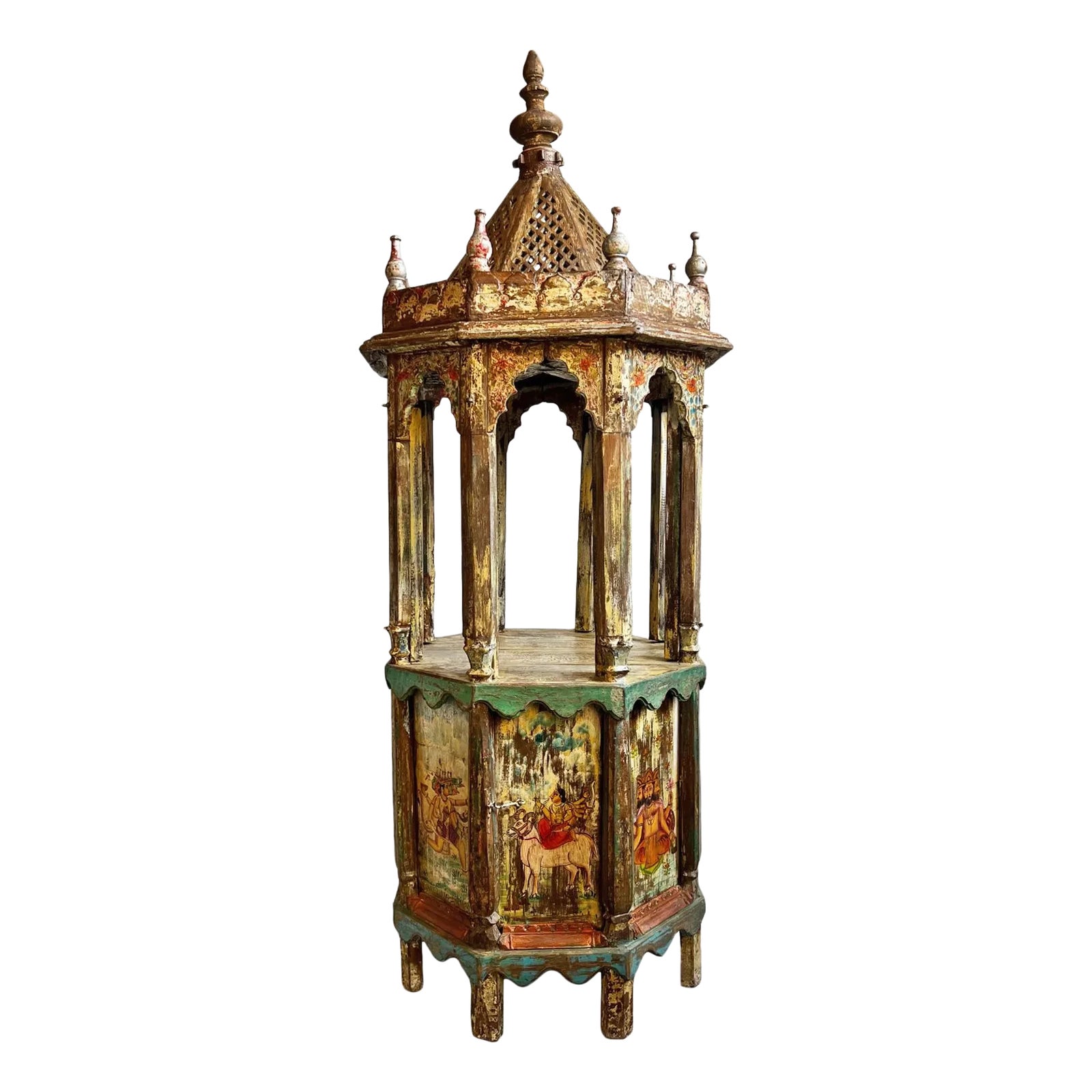 Antique Jaipur Painted Temple | Chairish