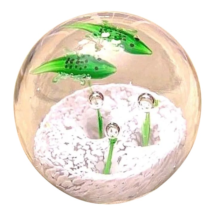 1970s Tadpoles Glass Paperweight Swimming Fish Hand Blown | Chairish