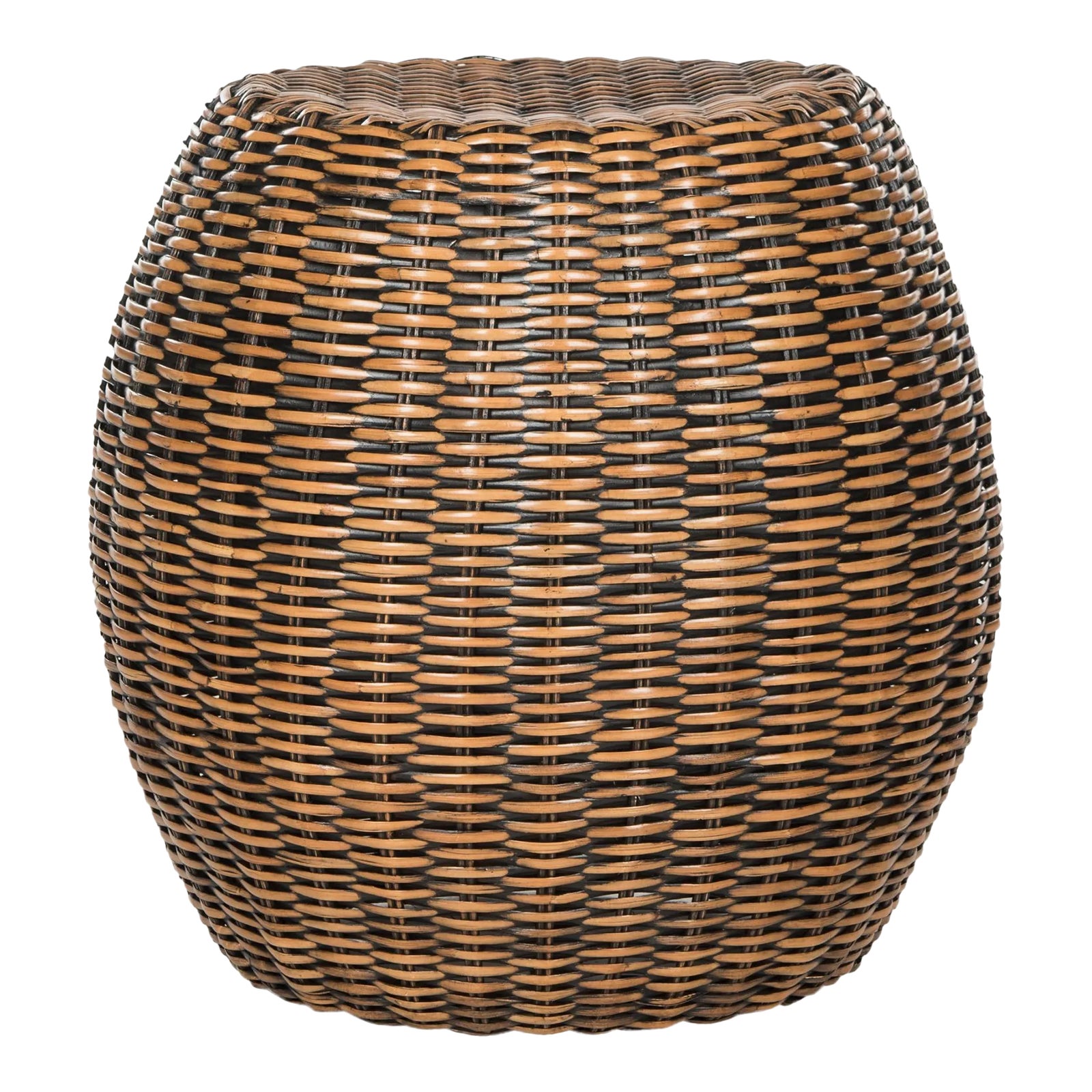 Wicker End Table in Brown & Multi | Chairish