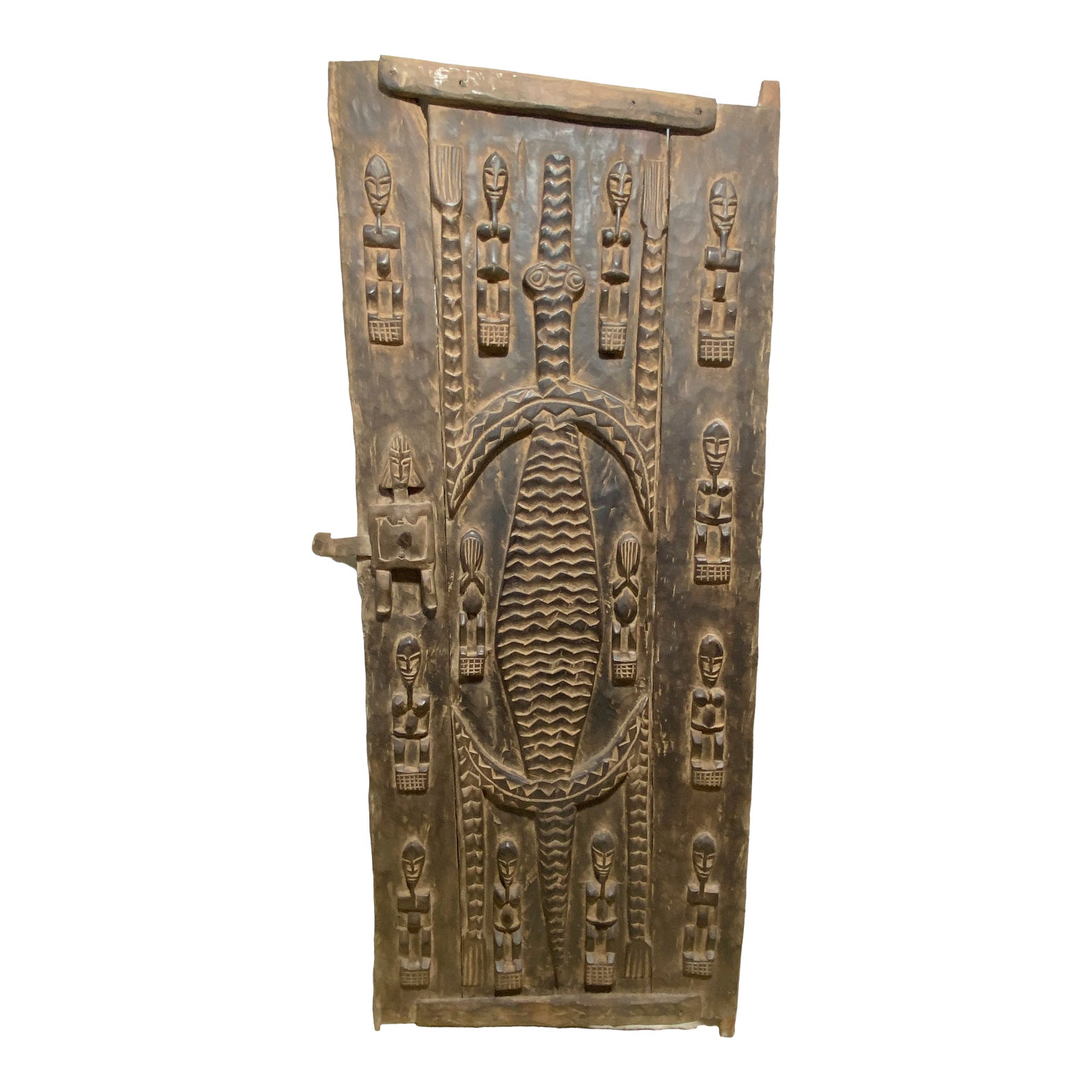 Large Dogon Door W/Crocodiles/Ancestors Mali African 74.5"h | Chairish