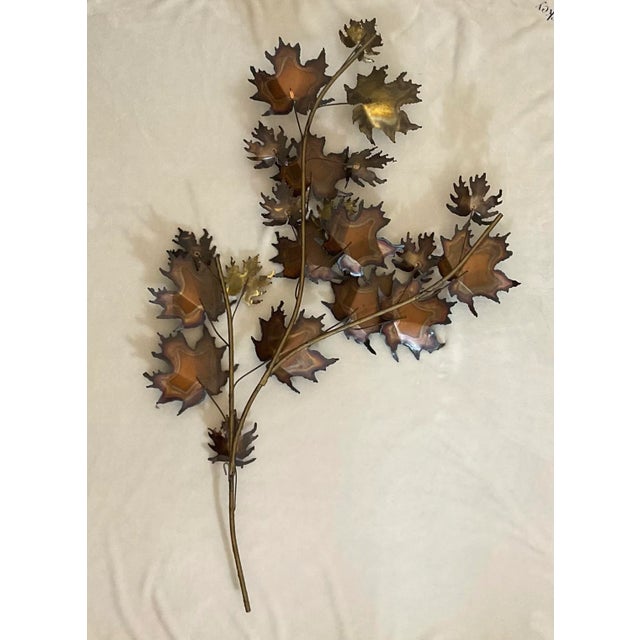 C Jere’ Large Mid Century Modern Maple Leaf Brass Copper Wall Sculpture ...