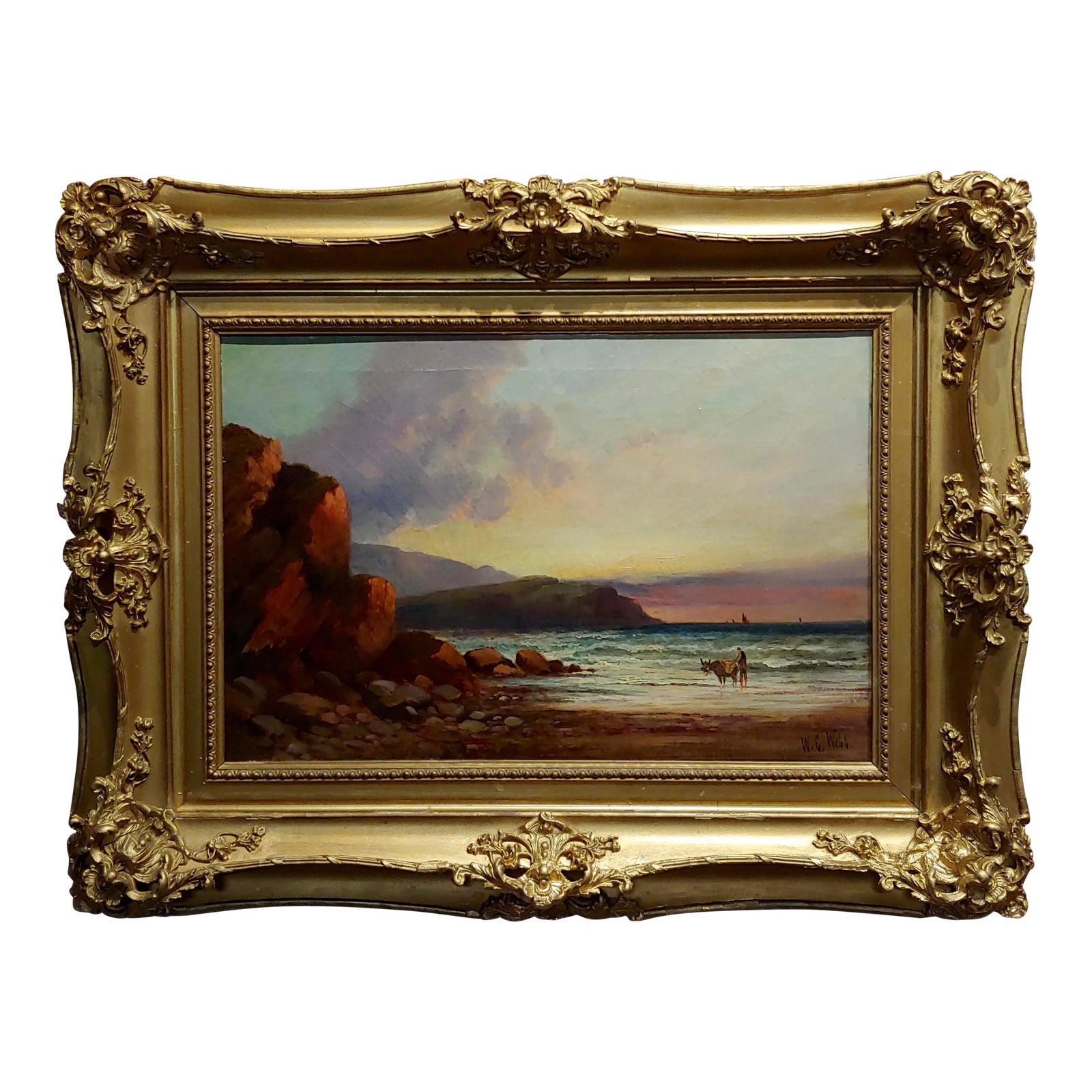 William Edward Webb - 19th Century Coastal Beach Scene -Oil Painting ...