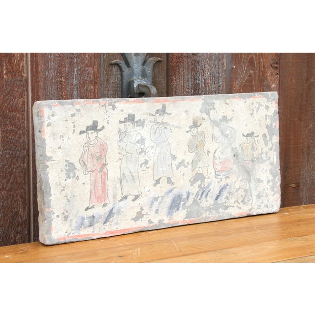 Hand-Painted Liao Dynasty Style Musicians Mural Tile | Chairish