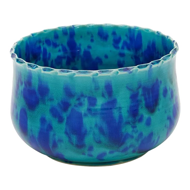 Bunny Williams Home Scalloped Edge Cachepot, Turquoise/Blue - 5.5"H ...