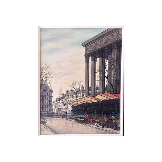 Vintage Mid-Century Paul Lambert 1960's Parisian Street Scene Painting ...