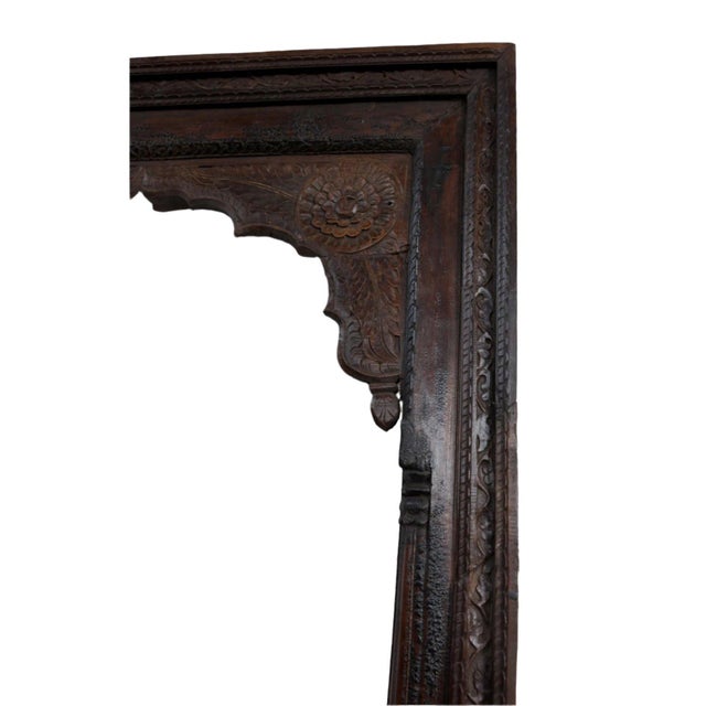 Vintage India Arch Dark Mocha Carved Wood Cusped Archway Floor Mirror ...