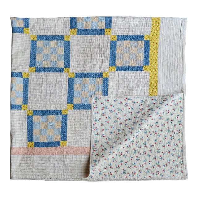 Early 20th Century Four-Square Quilt | Chairish