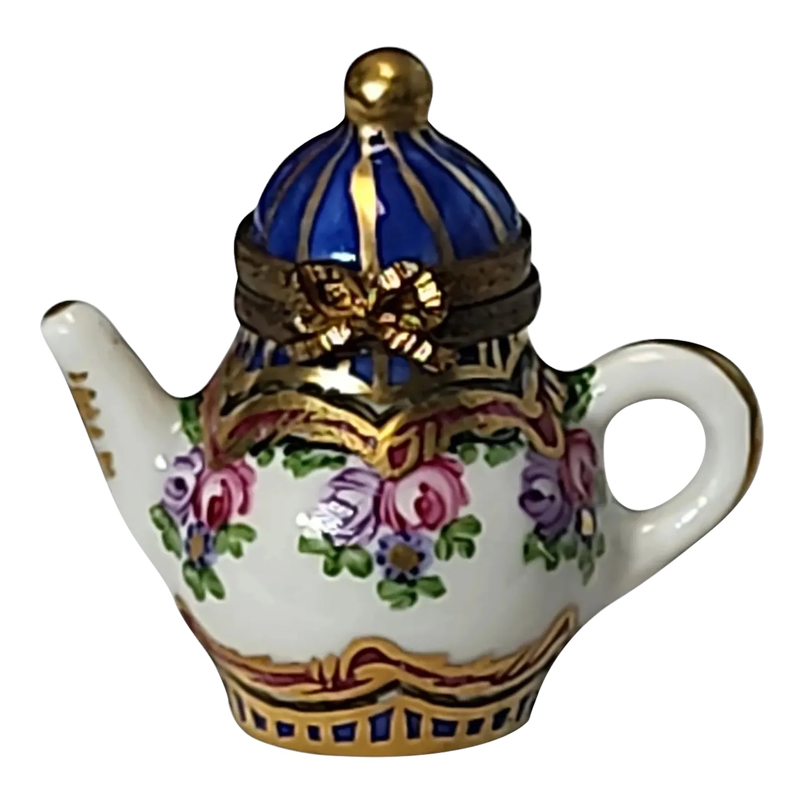 Early 20th Century Limoges Teapot Trinket Box | Chairish