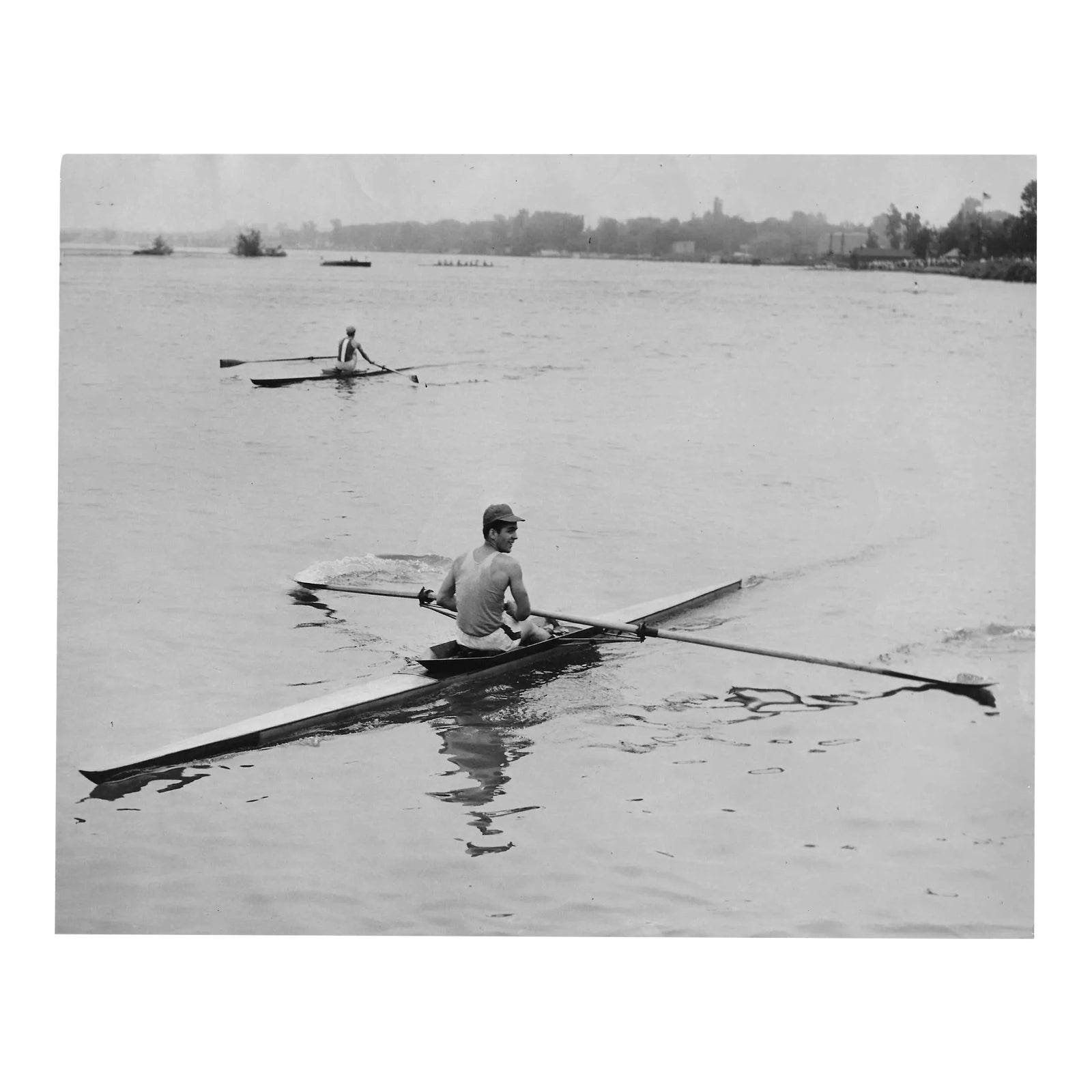 1950 Rowing Black & White Photograph | Chairish