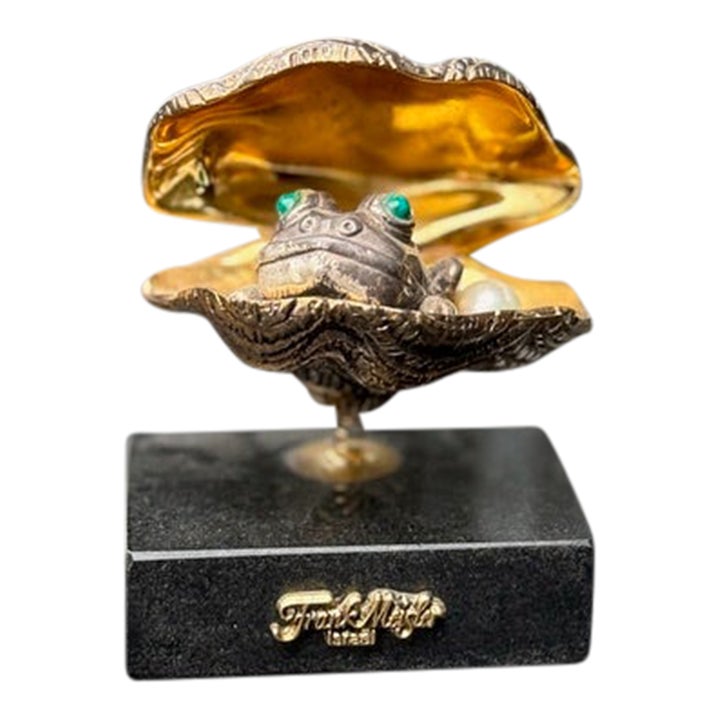 Frank Meisler 1929 Bronze Frog in Clam Sculpture | Chairish
