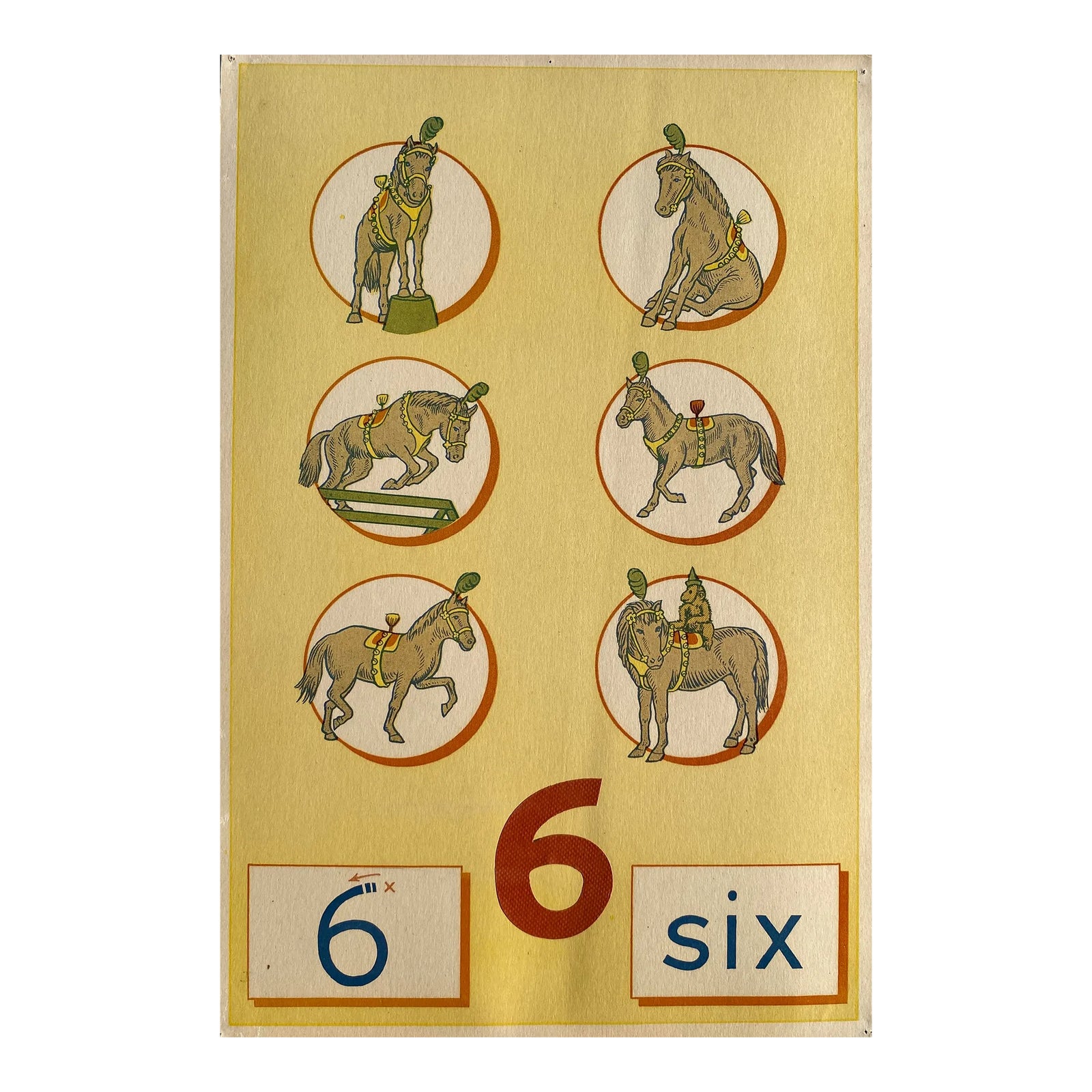 1960s Number 6 Counting Horses Print | Chairish