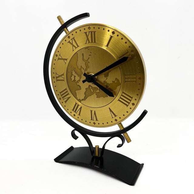 1970s Modernist Brass Mantel Clock, Weimar Germany | Chairish