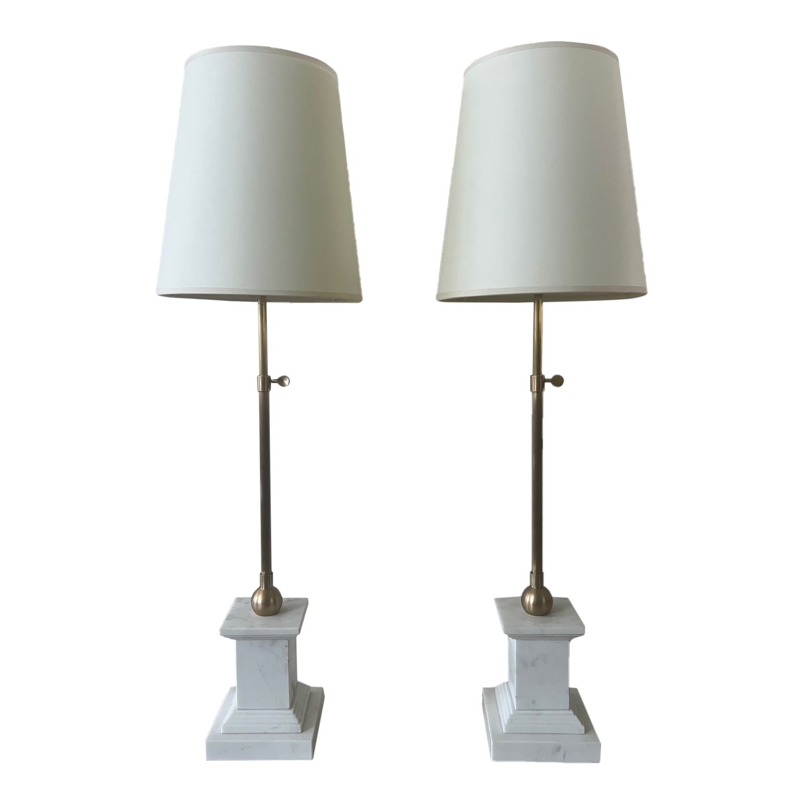 Thomas O'Brien Visual Comfort Brett Buffet Lamps, White Marble, Hand ...
